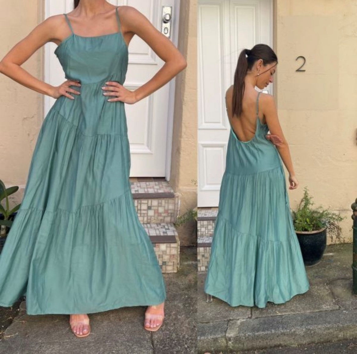 Tiered Jade Dress – NAVA BOUTIQUE By Bek Smith